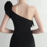 China Single Shoulder Slim Fit Formal Dress Ruffled Edge Cover Hip Fashion Sexy Slit Dress for sale