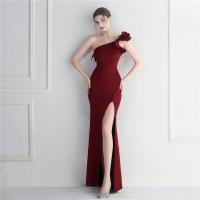 China Single Shoulder Slim Fit Formal Dress Ruffled Edge Cover Hip Fashion Sexy Slit Dress for sale
