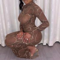 China High Waist Slim Body Formal Dress Fashion Gauze See Through Evening Dress Slim Fit for sale