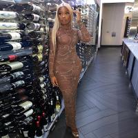 China High Waist Slim Body Formal Dress Fashion Gauze See Through Evening Dress Slim Fit for sale