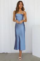 China French Style Slim Evening Dress Cross Strap Halter Slim Mid Length Evening Dress for sale