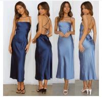 China French Style Slim Evening Dress Cross Strap Halter Slim Mid Length Evening Dress for sale