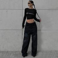 China Fashion Spice Sexy Tight T Shirts Round Neck Slim Long Sleeve T Shirt Solid Pattern for sale