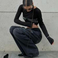 China Fashion Spice Sexy Tight T Shirts Round Neck Slim Long Sleeve T Shirt Solid Pattern for sale