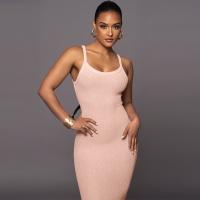 China Trend Women Tight Long Dress Fashion Solid Color Maxi Dress U Neck  Sexy for sale