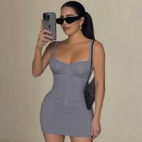 China Solid Color Slim Knitted Dress Stylish Backless Slim Sexy Open Back Dress for sale