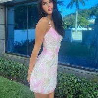 China Sweet Ladies Floral Dress Fashion Halter Slim Floral Frocks For Women for sale