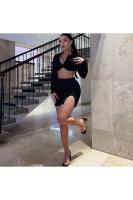 China POLO Collar Sexy Gym Clothing Long Sleeve Solid Color Skirt Sexy Sports Costume for sale
