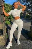 China Stylish Sexy Sports Outfits Casual Short Sleeved Crop Top Slim Fit Tracksuit for sale