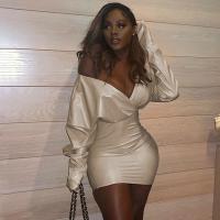 China Sexy One Shoulder Clothes Slimming Pleated Pile Neck One Sleeve Dress for sale
