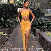 China Sexy Stylish Side Hollowed Out Dress Strapless One Shoulder Backless Dress for sale