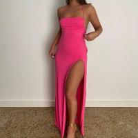 China Long Halter Neck Dress Fashion Sexy Halter Neck Strap Dress Slim Slit Dress Woman for sale