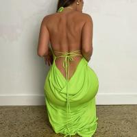China Long Halter Neck Dress Fashion Sexy Halter Neck Strap Dress Slim Slit Dress Woman for sale
