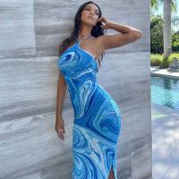 China Sexy Halter Neck Dress Sleeveless Halter Print Dress Summer for sale