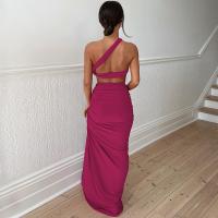 China V Neck Women'S Short Sleeve Dress Collection Sexy Backless Strapless Top Slim Split Skirt Set for sale