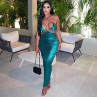 China Multiple Color Sexy Cutout Halter Dress For Women Party And Evening Wear for sale