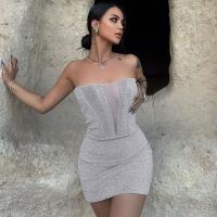China Sexy Patchwork Breast Top Wrap Hip Dress Ladies Latest Style And Comfort for sale