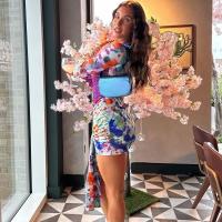 China Fashion Package Hip Dress Milk Silk Sexy Lace Up Spice Girl Print Bag Hip Skirt for sale