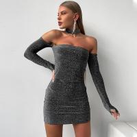 China Sexy Slim Bright Strapless Stylish Ladies Dress Customized Casual Style for sale