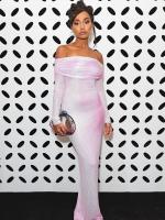 China Custom Sexy One Line Shoulder Slimming Evening Dress With Chest for sale