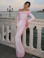 China Custom Sexy One Line Shoulder Slimming Evening Dress With Chest for sale