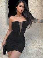 China Fashion Package Hip Dress Mercerized Chest Hollowed Out Slim Bag Hip Sexy Nightclub Dress for sale