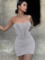 China Fashion Package Hip Dress Mercerized Chest Hollowed Out Slim Bag Hip Sexy Nightclub Dress for sale