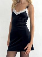 China Sleeveless Package Hip Dress Custom Sexy Pure Desire Lace Stitching Strap Bag Buttock Dress for sale