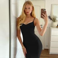 China Solid Color Slim-fit Fresh Style All-in-one V-neck Halter Long Dress for sale
