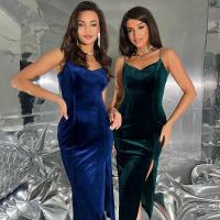 China Spring Summer New Fashion Sexy Backless Split Halter Dress for sale