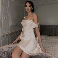 China Spring Summer New Fashion Sexy Backless Ribbon Solid Color Dress for sale