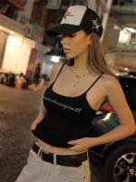 China Spring And Summer New Sexy Solid Color Printed Letter Halter Top Women Short Vest for sale