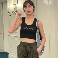 China Summer New Fashion Street Shoot Slim Sexy Crop Hot Drill Sleeveless Vest Can Be Customized Patterns for sale