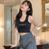 China Summer New Fashion Street Shoot Slim Sexy Crop Hot Drill Sleeveless Vest Can Be Customized Patterns for sale