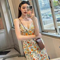 China Summer New Fashion Print Sexy Backless Lace Halter Dress for sale