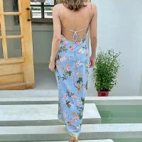 China Summer New Fashion Print Sexy Backless Lace Halter Dress for sale