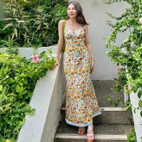 China Summer New Fashion Print Sexy Backless Lace Halter Dress for sale
