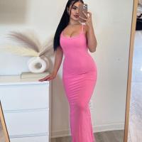 China Spring Summer New Fashion Sexy Backless Slim Solid Color Halter Dress Can Be Customized In Any Color for sale