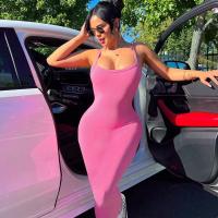 China Spring Summer New Fashion Sexy Backless Slim Solid Color Halter Dress Can Be Customized In Any Color for sale