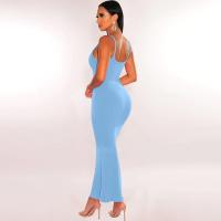 China Spring Summer New Fashion Sexy Backless Slim Solid Color Halter Dress Can Be Customized In Any Color for sale