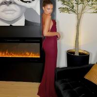 China Sexy Hollow Backless Fashion Europe And The United States Style Pure Color Pure Slim-fit Splicing Suspender Long Dress for sale
