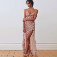 China New Women's Halter Floral Sexy Backless Split Lace-up Dress for sale
