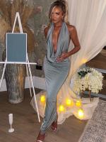 China New Fashion Temperament Sexy V-neck Halter Halter Slim Sleeveless Dress for sale