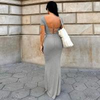 China Spring Summer Custom New Fashion Sexy Halter Short Sleeved Dress for sale
