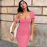China Spring Summer Custom New Fashion Sexy Halter Short Sleeved Dress for sale