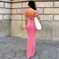 China Spring Summer Custom New Fashion Sexy Halter Short Sleeved Dress for sale