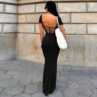 China Spring Summer Custom New Fashion Sexy Halter Short Sleeved Dress for sale