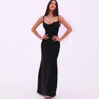 China Summer temperament wind Europe and the United States new solid color splicing lace waist long slim-fit halter dress for sale