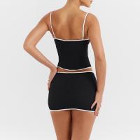 China Custom new color contrast hollow halter skirt two-piece fashion suit for sale