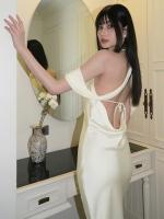 China Summer new style foreign style halter skirt sexy backless slim temperament gloss dress for sale